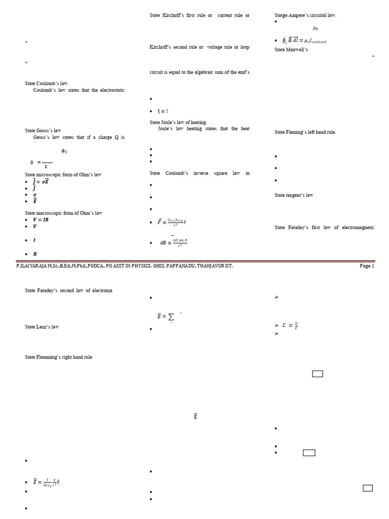 12th Physics Minimum Study Material For Very Slow Learners English Medium PDF Download | PDF