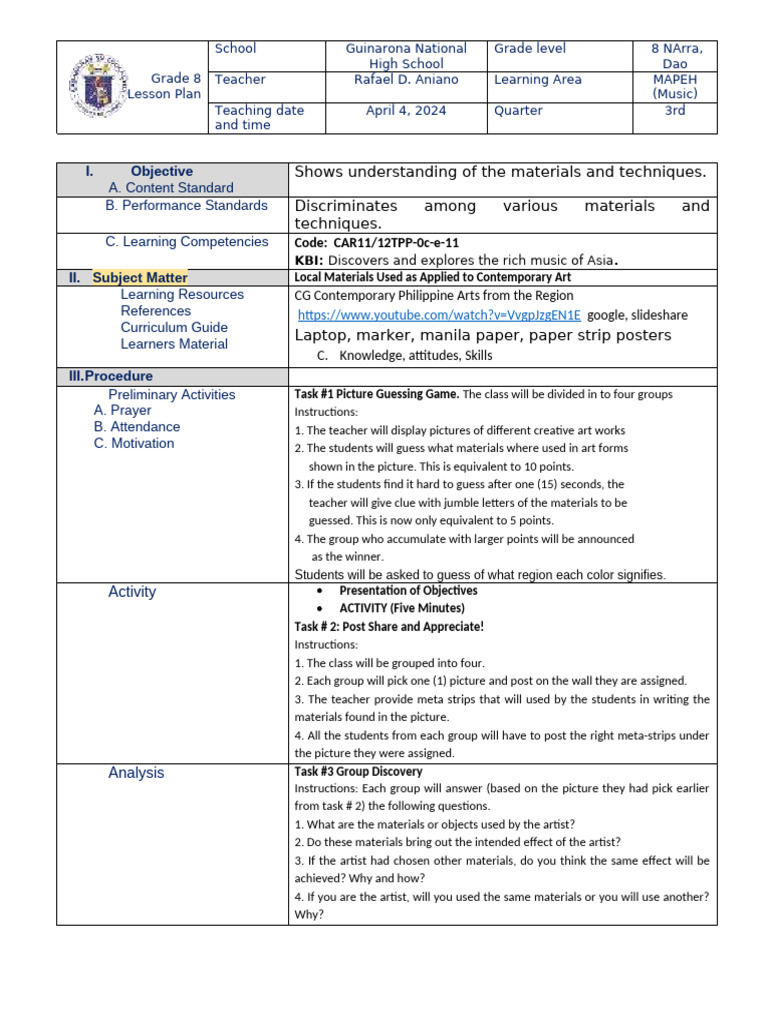 Contem q4 Lesson 1 | PDF