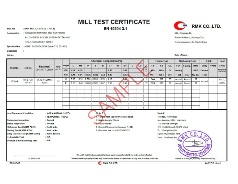 MTC Sample Certificate Korea | PDF