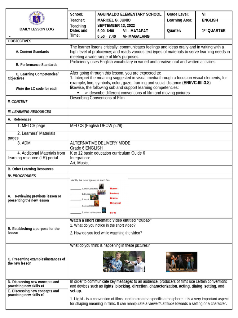 ENGLISH 6-Q1-Day 7 | PDF