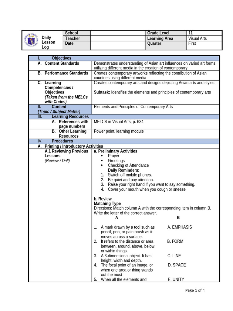 B Identifies The Elements And Principles Of Contemporary Art Pdf