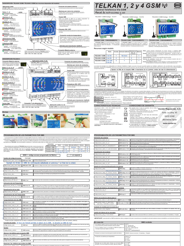 Manual SONDER - M+ Dulo GSM - Telkan - 1 - Telkan - 2 - Telkan - 4 - Espa+ Ol | PDF