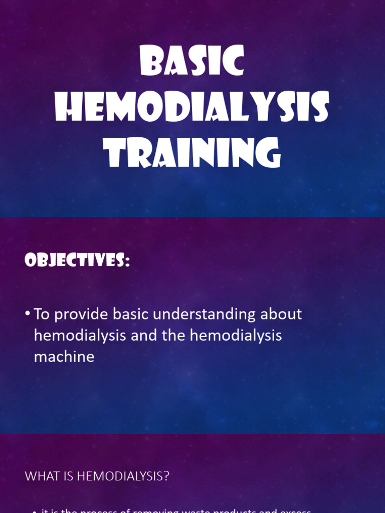 Basic Hemodialysis Training | PDF