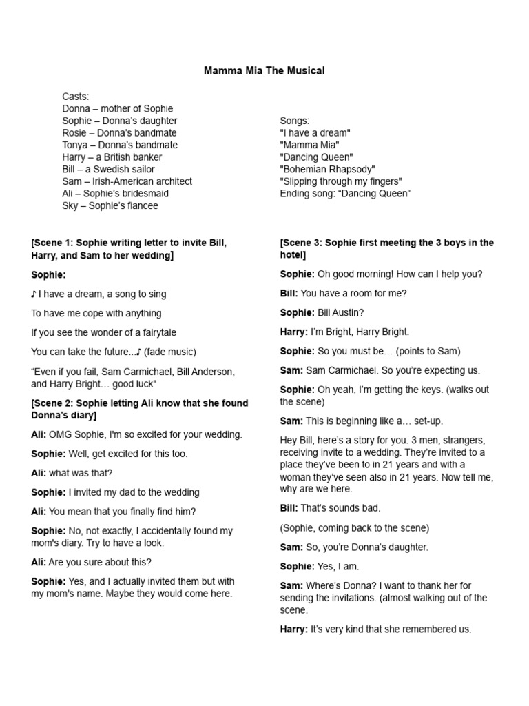 Mamma-Mia-The-Musical-final | PDF