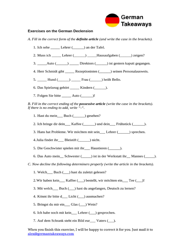 Exercises-on-German-Declension | PDF