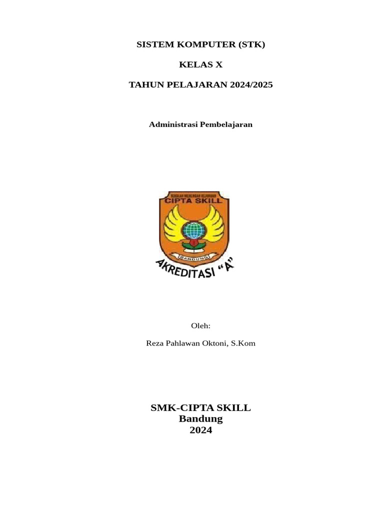 Cover Administrasi Pembelajaran STK | PDF