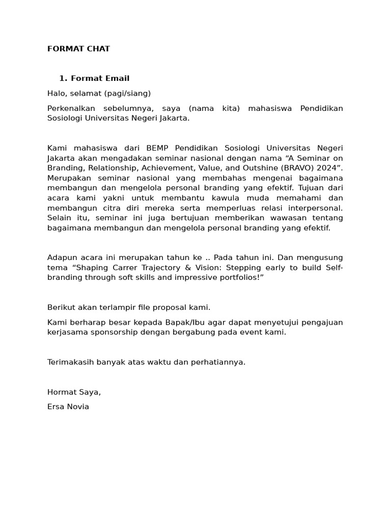 Format Chat Brand | PDF