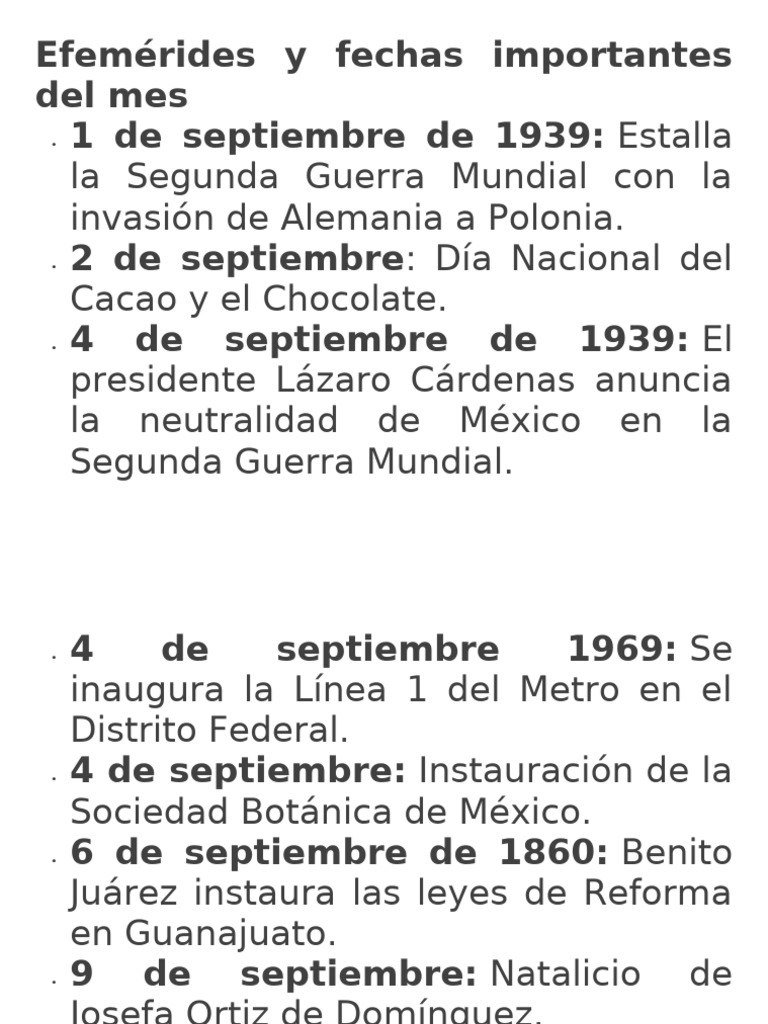 Efemérides y Fechas Importantes Del Mes | PDF Efemérides y Fechas Importantes Del Mes | PDF