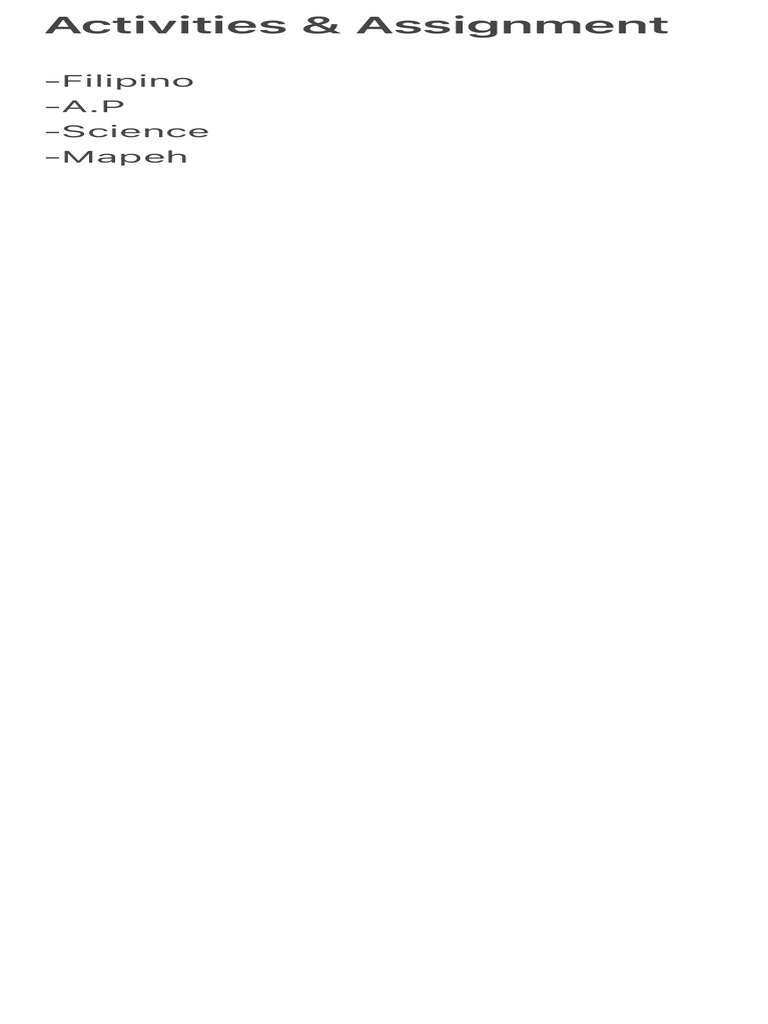 Activities & Assignment | PDF