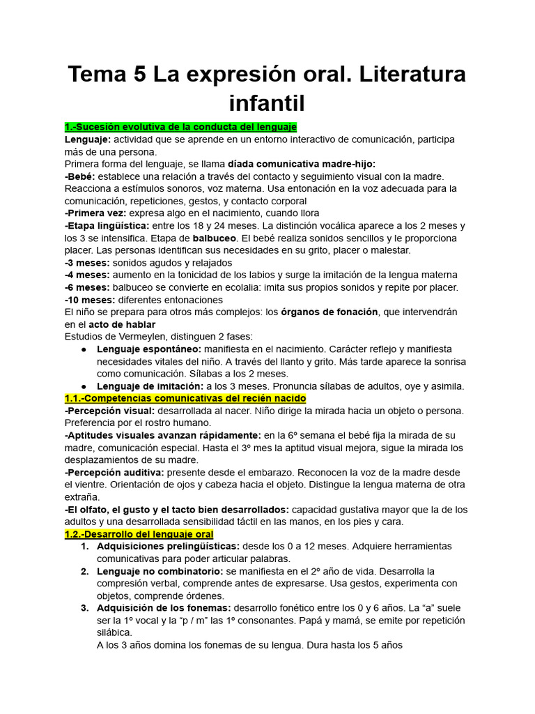 Tema 5 La Expresión Oral | PDF