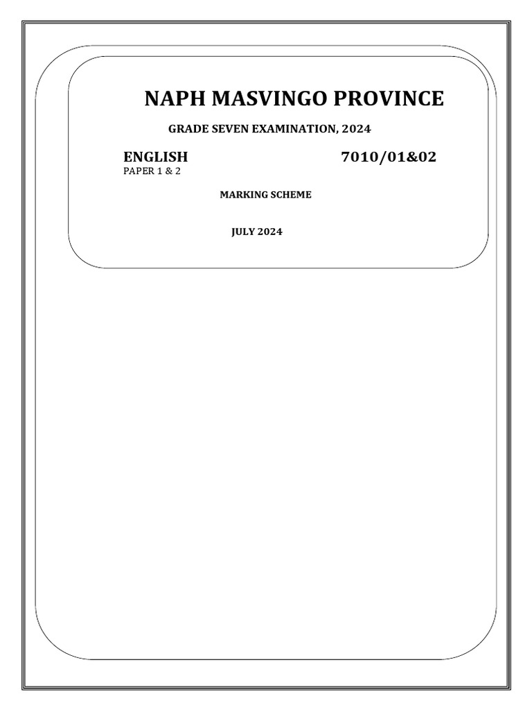 2024 - English - Marking - Scheme Naph | PDF | Question | Word