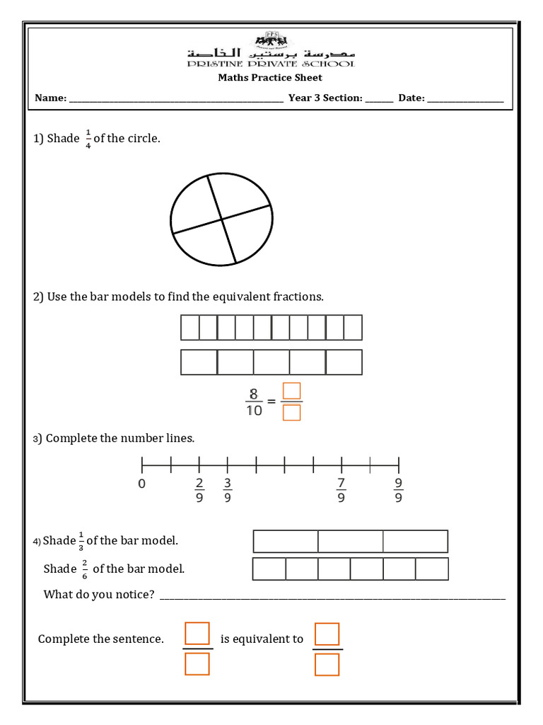Y3 - Maths Practice Sheet (SA3) | PDF