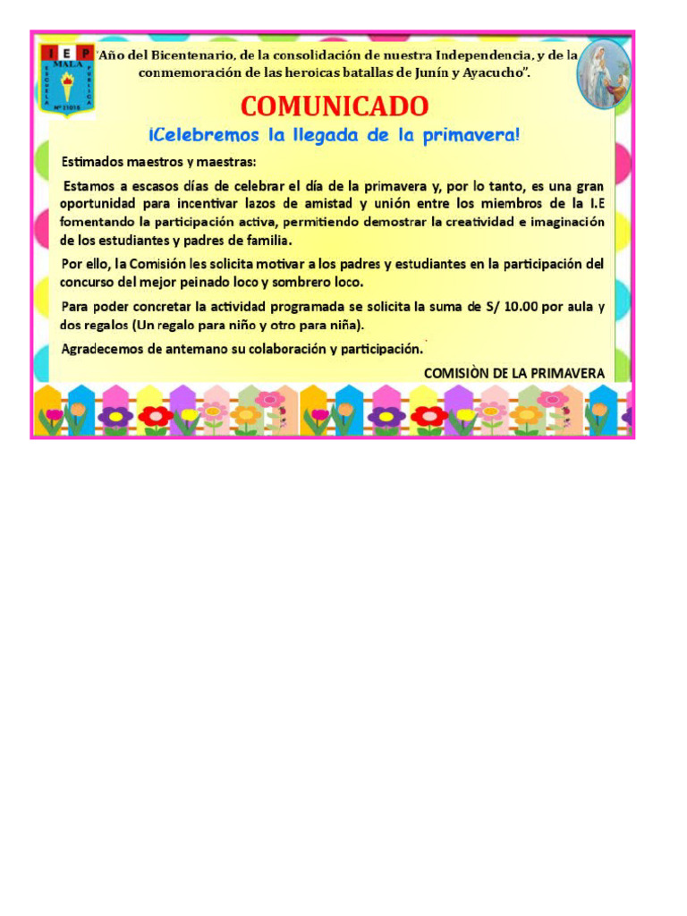 COMUNICADO PRIMAVERA 2 | PDF