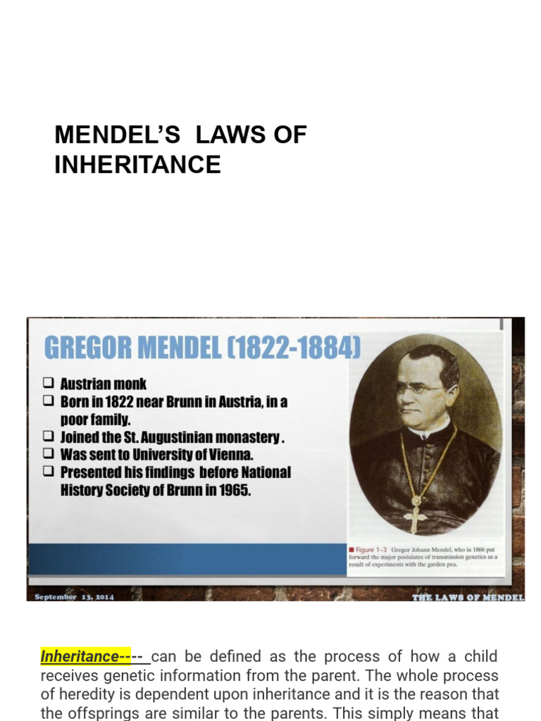 Topic 4 Ppt. Mendel-S Laws of Inheritance | PDF