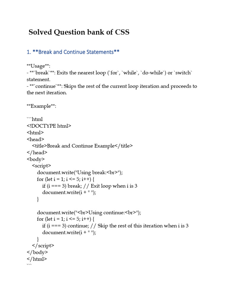 Solved Question Bank of CSS 2 | PDF | Dynamic Web Page | Control Flow