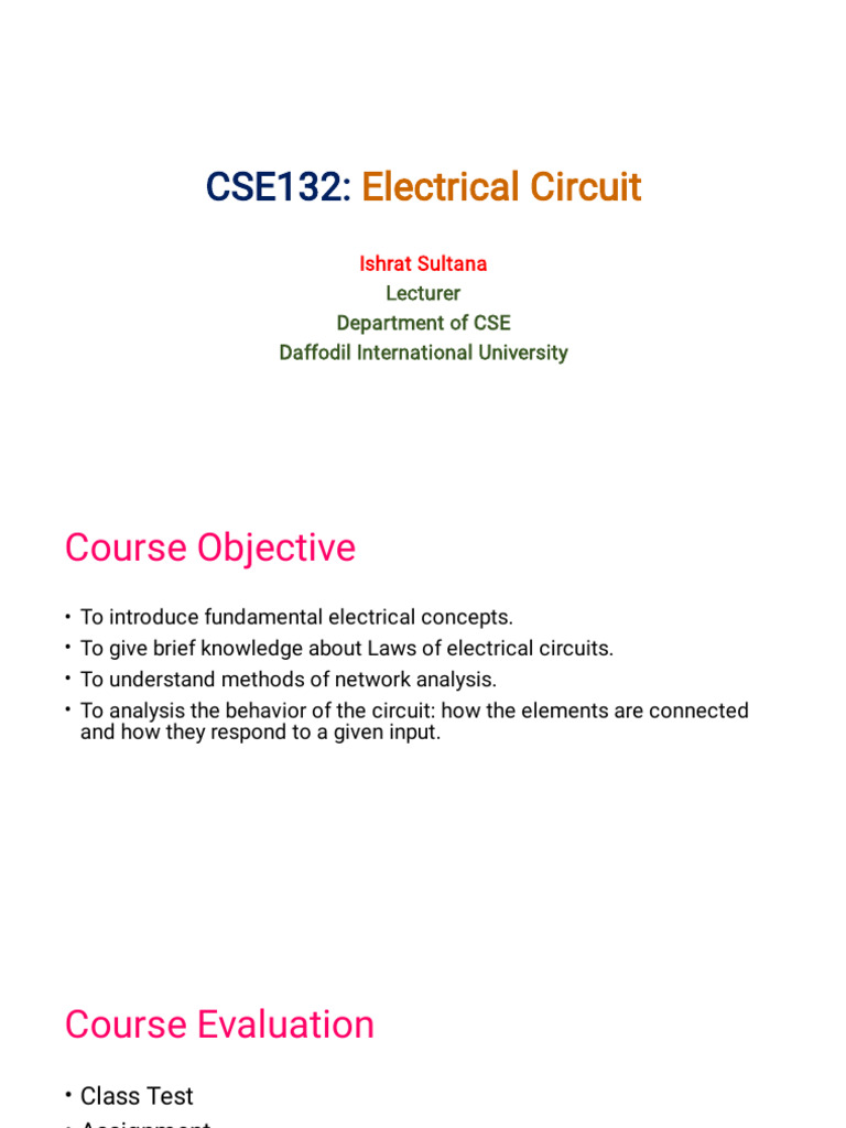 Electric Circuit Lecture - 1 | PDF