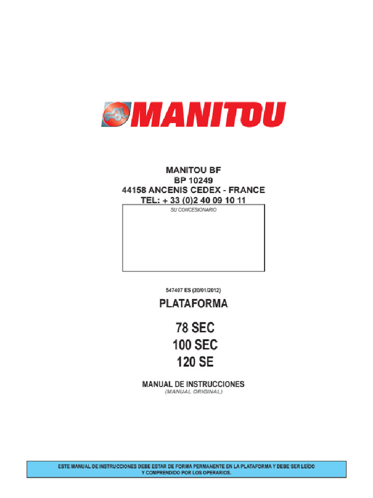 78 SEC, 100 SEC, 120 SE Manual de Operacion | PDF