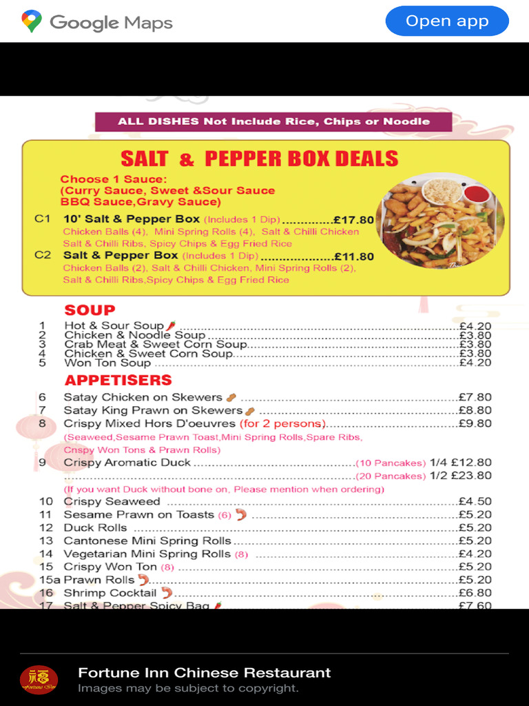 Fortune Inn Chinese Restaurant - Google Maps | PDF