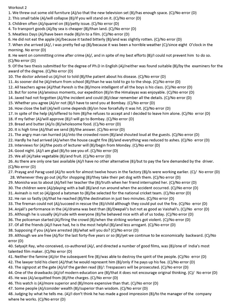 Spot The Error Worksheet 2 | PDF