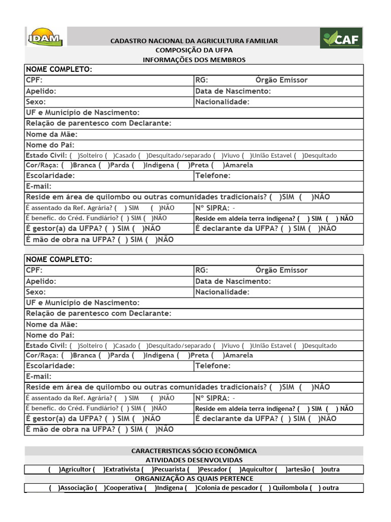 4 - Formulario de campo CAF | PDF