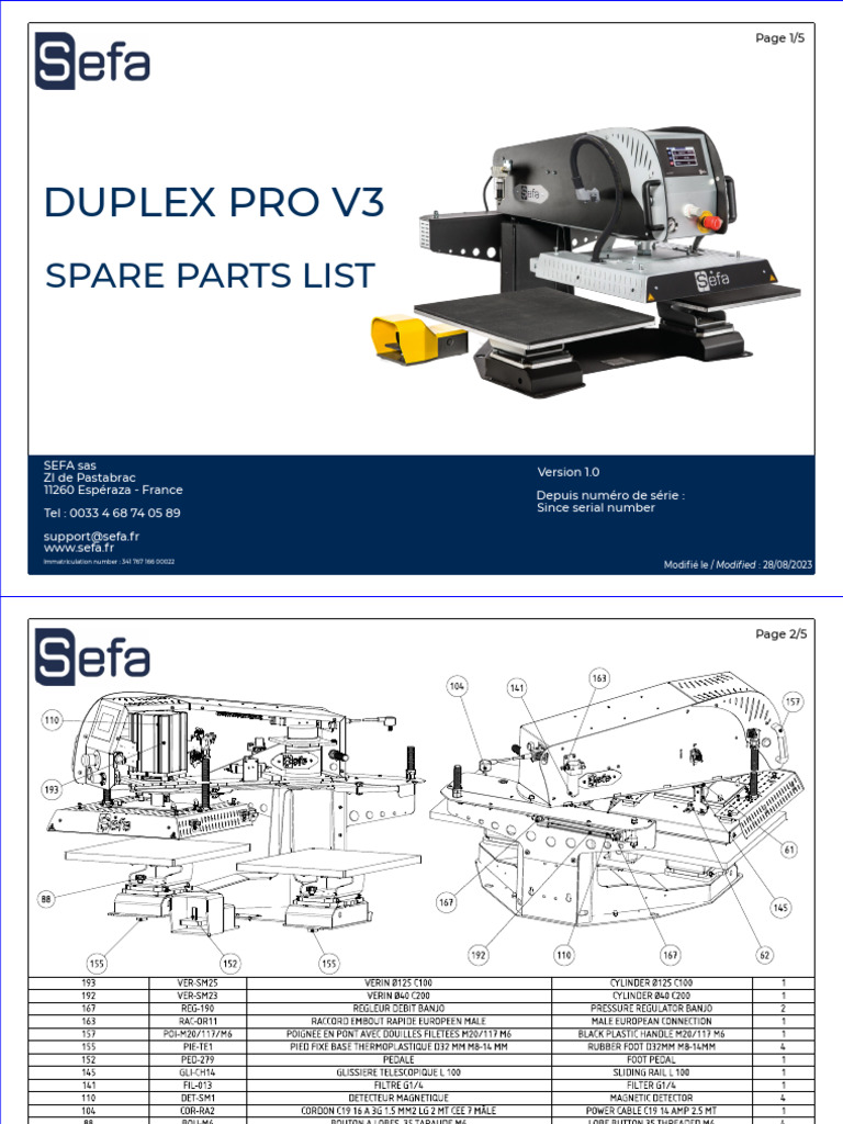 Duplex Pro V3 (Spare Parts) | PDF