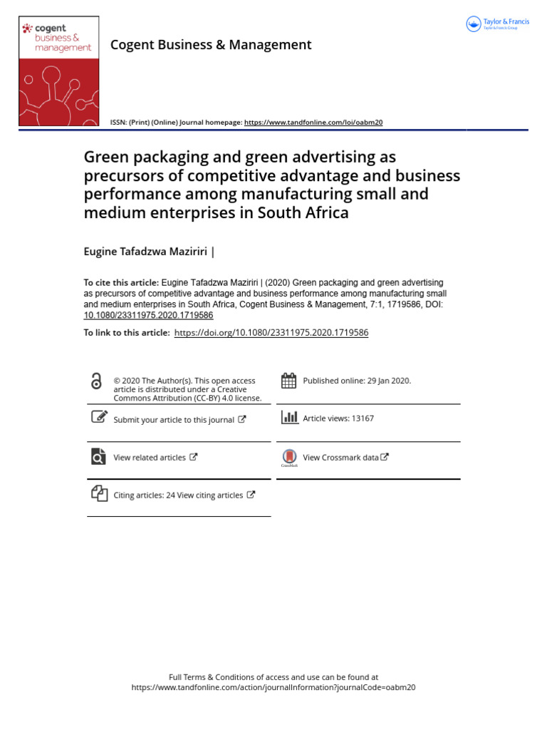 Green Packaging and Green Advertising As Precursors of Competitive ...