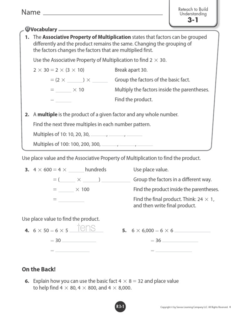 3-1 - Reteach To Build Understanding | PDF