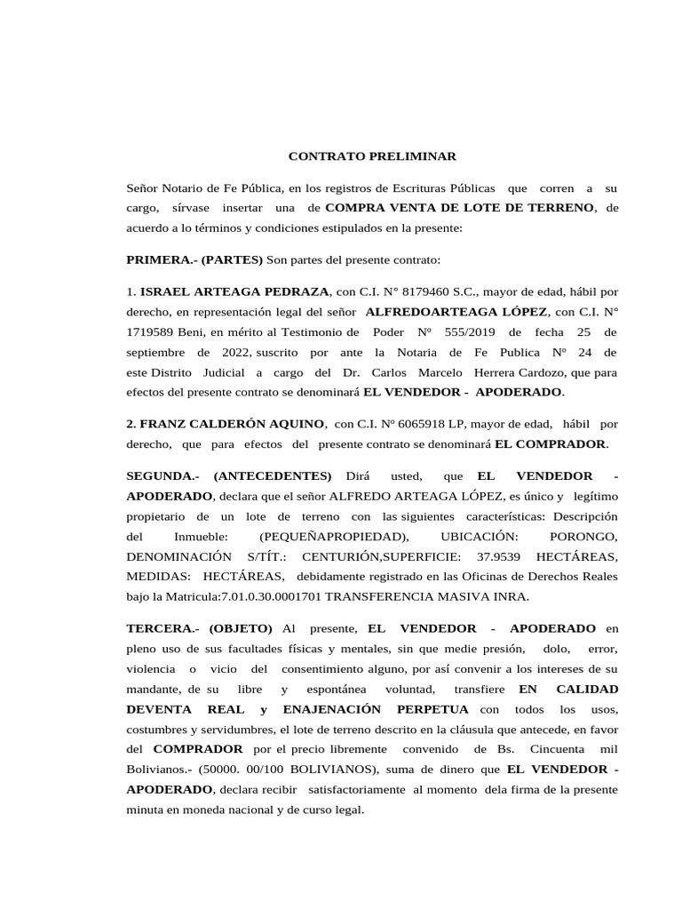 Contrato Preliminar | PDF