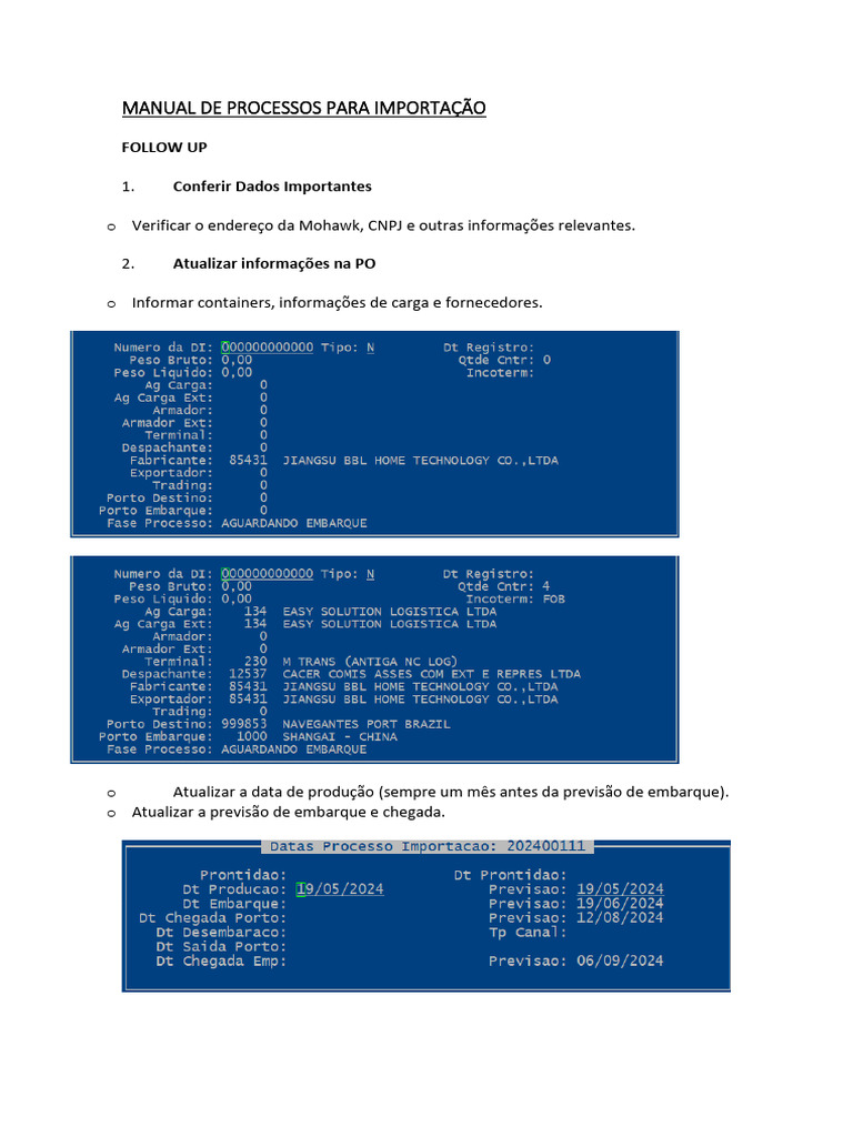Manual de Processos para Importação | PDF