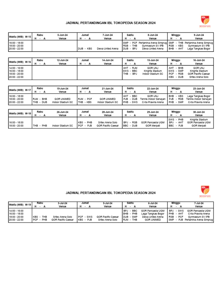 Jadwal Ibl Season2024 w15 2 | PDF