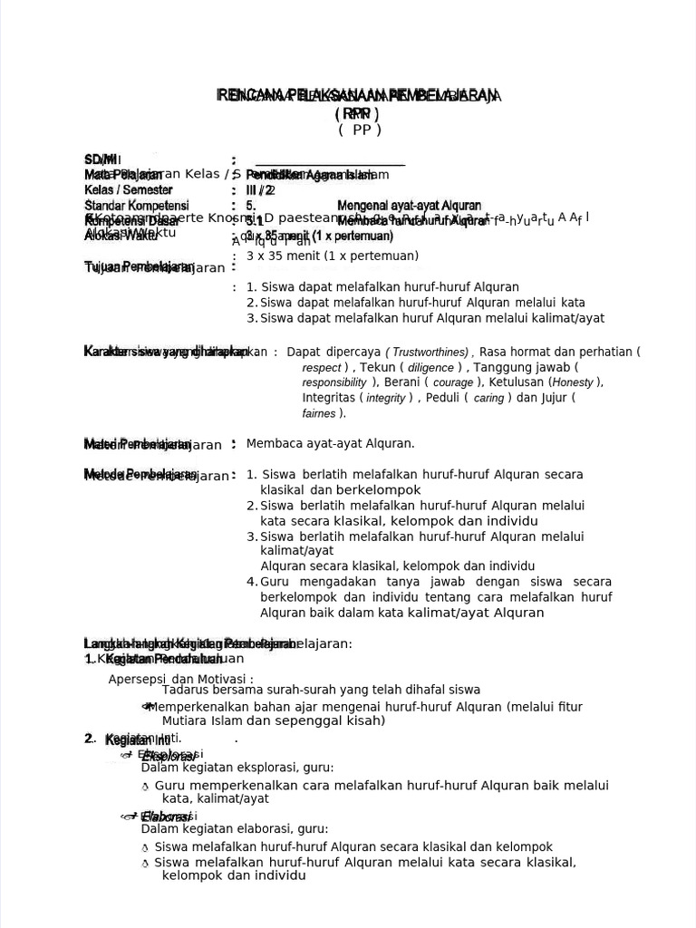 PDF RPP Pai Kelas 3 Semester 2 - Compress | PDF