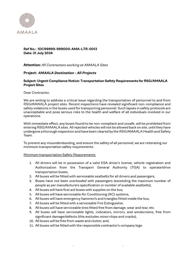 1DC99999 999000 AMA LTR 0013 C0 - AMAALA Letter Transportation Safety ...