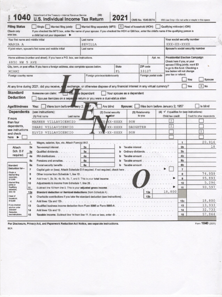 Maria sevilla IRS 2021 | PDF