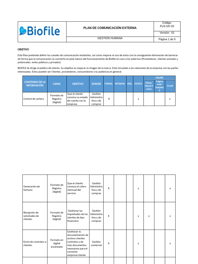 PLN GH 03 Plan de Comunicación Externa | PDF