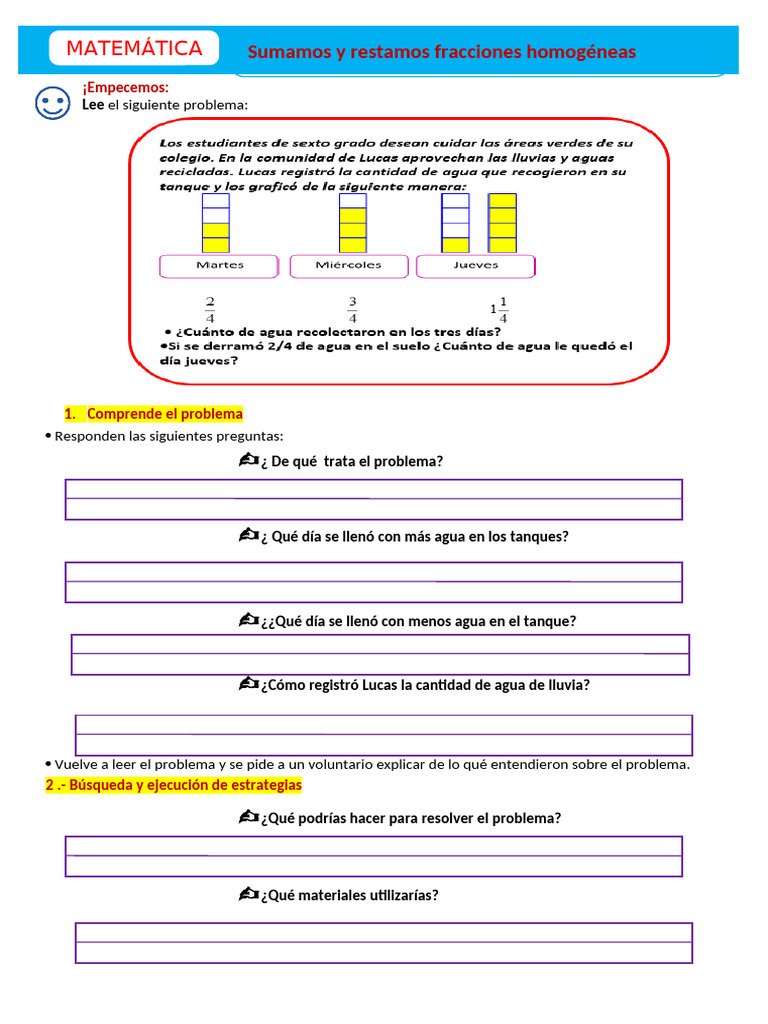 D2 A1 FICHA MAT. Sumamos y Restamos Fracciones Homogéneas | PDF D2 A1 FICHA MAT. Sumamos y Restamos Fracciones Homogéneas | PDF