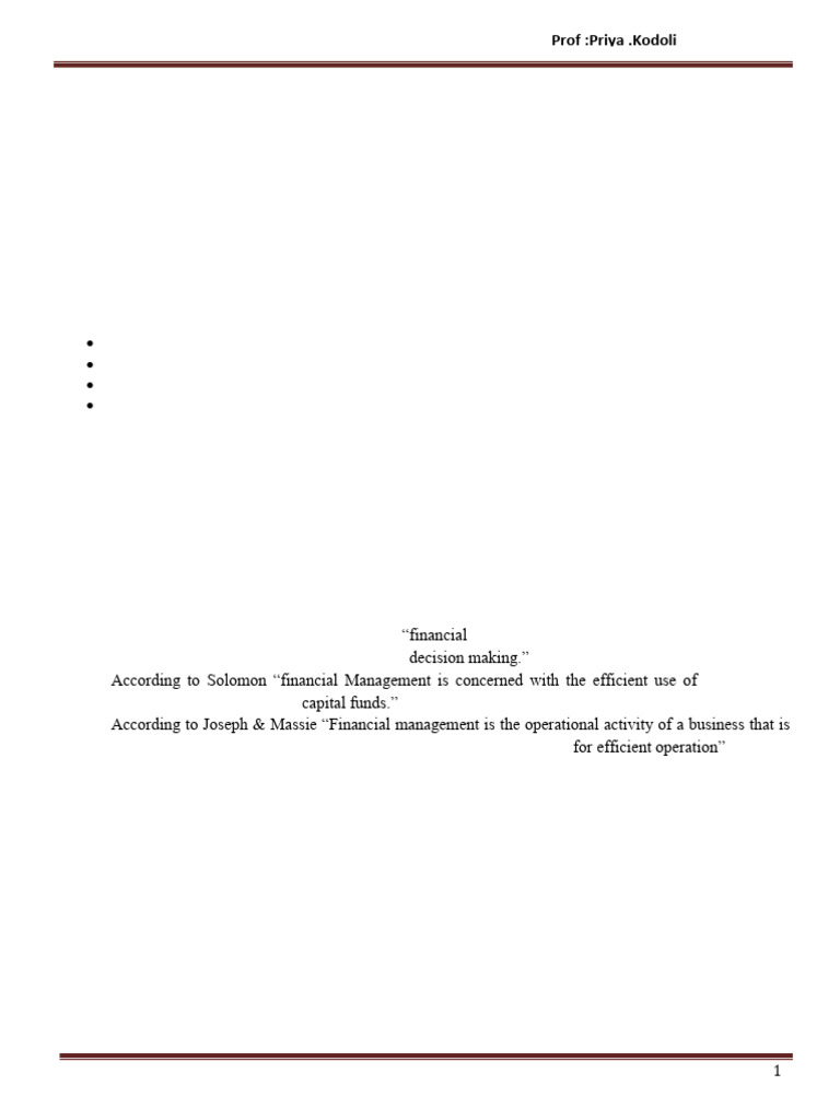 Financial Management Notes Bba 4 Sem | PDF