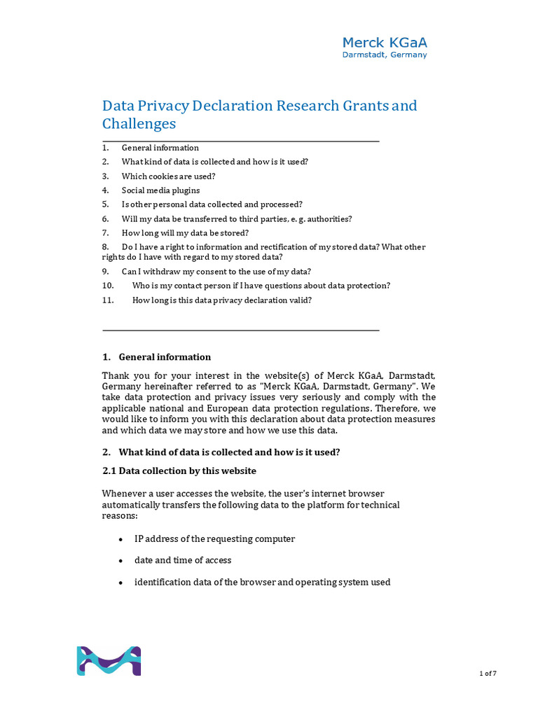 2023RGRC Data-Privacy-Declaration Websites Germany 01252023 | PDF