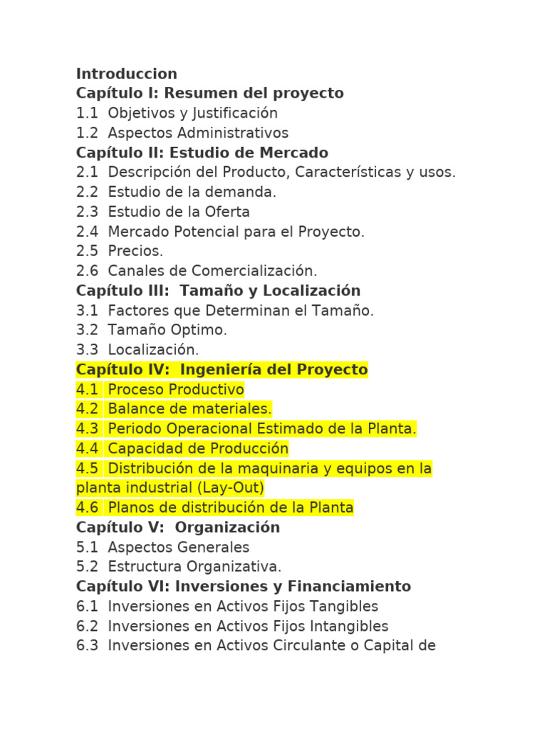 Estructura de Proyecto Resumido | PDF
