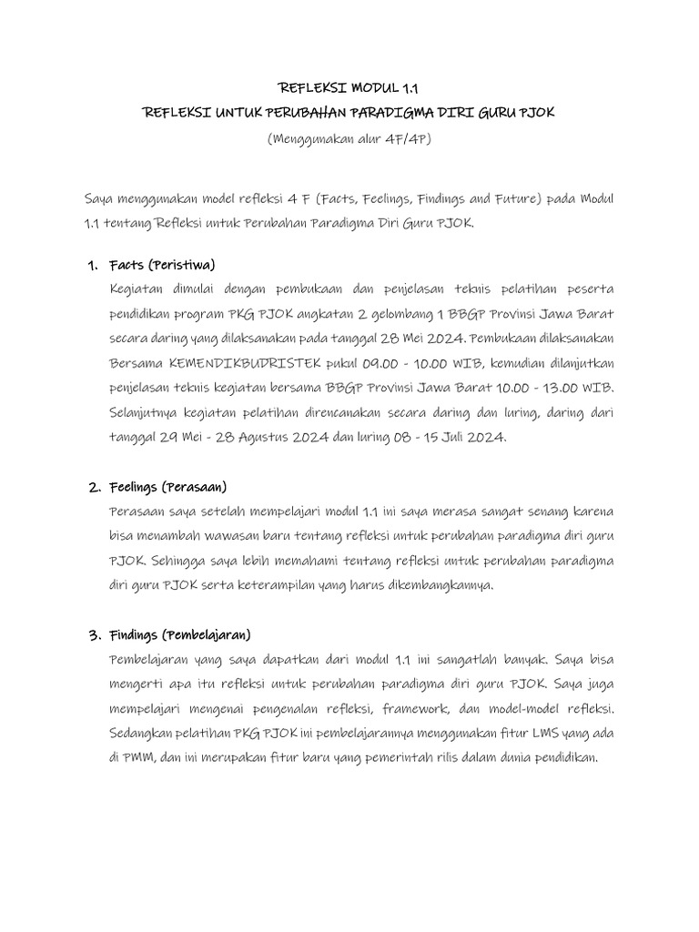 Refleksi - Modul 1.1 (Pandu MB) - 1 | PDF