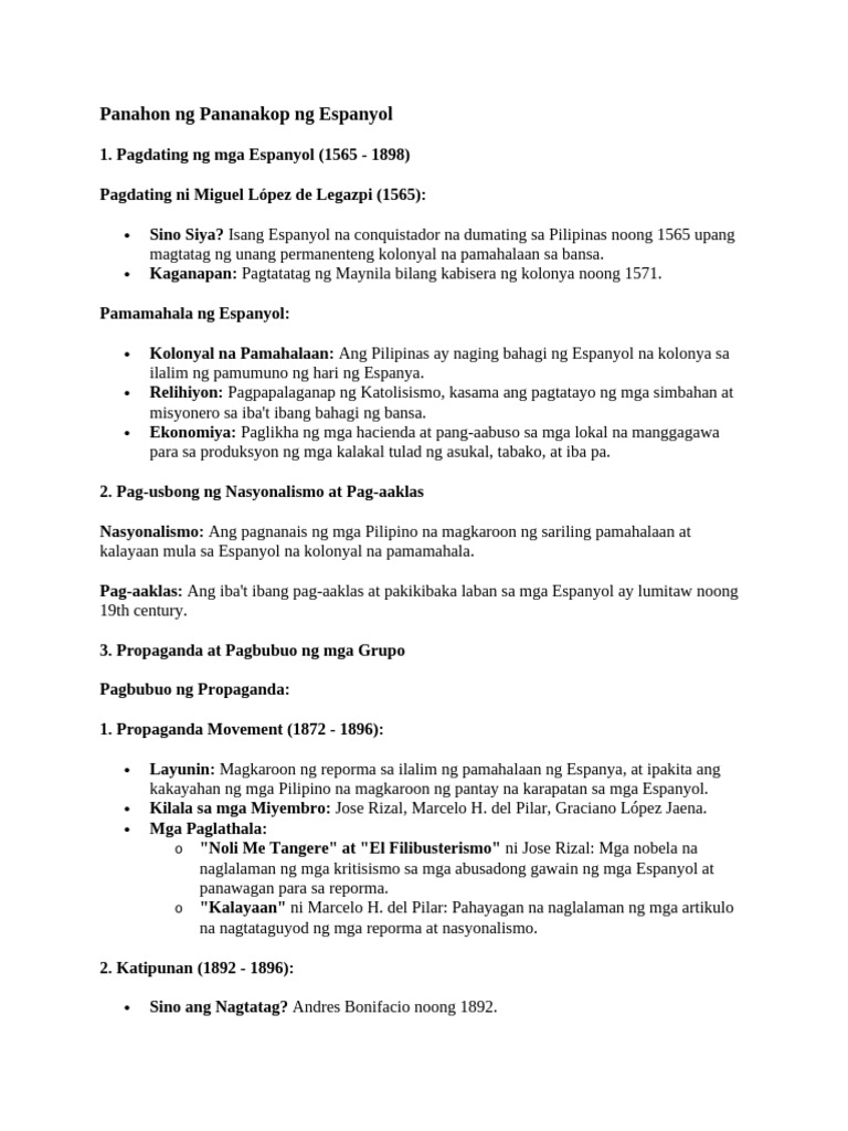 Panahon ng Pananakop ng Espanyol | PDF