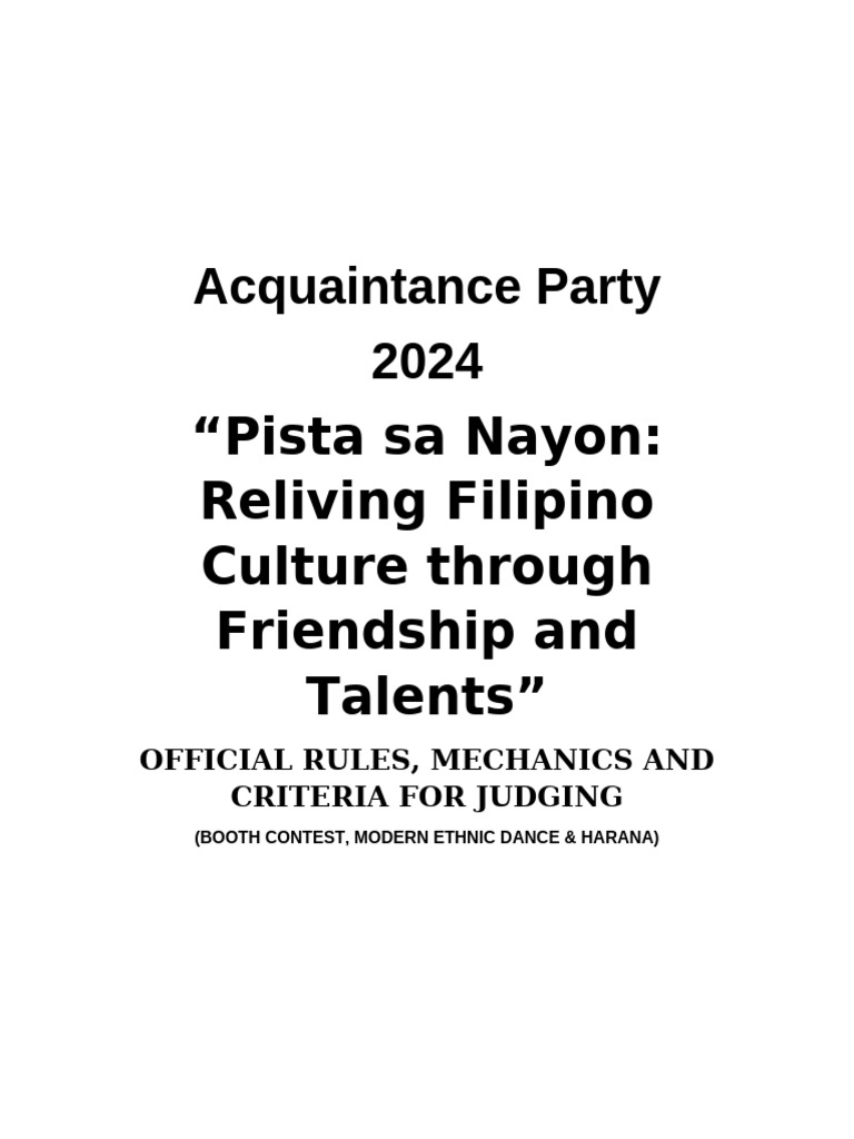 Acquintance Party Contest Guidelines and Mechanics | PDF