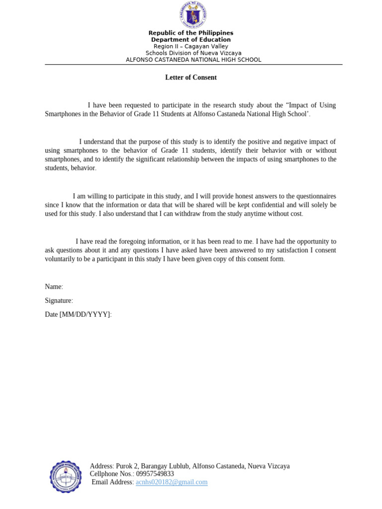 Letter of Consent | PDF