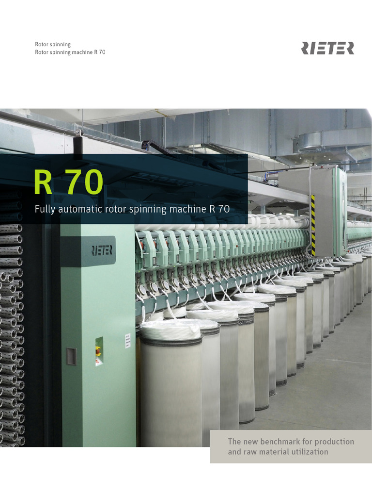 Rieter R 70 Rotor Spinning Machine Brochure 3313 v3 95393 en | PDF