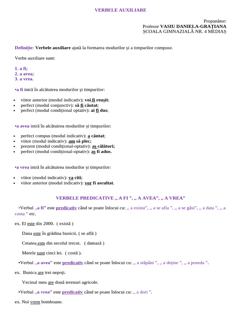 Verbele Auxiliare | PDF