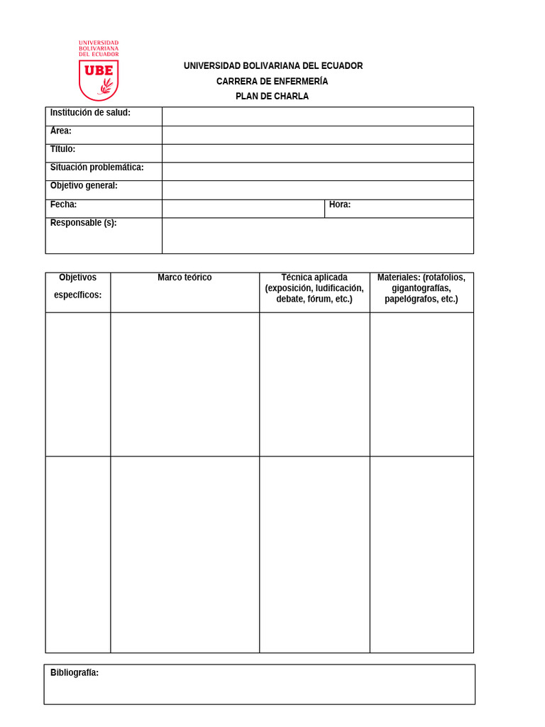 Plan de Charla Formato | PDF