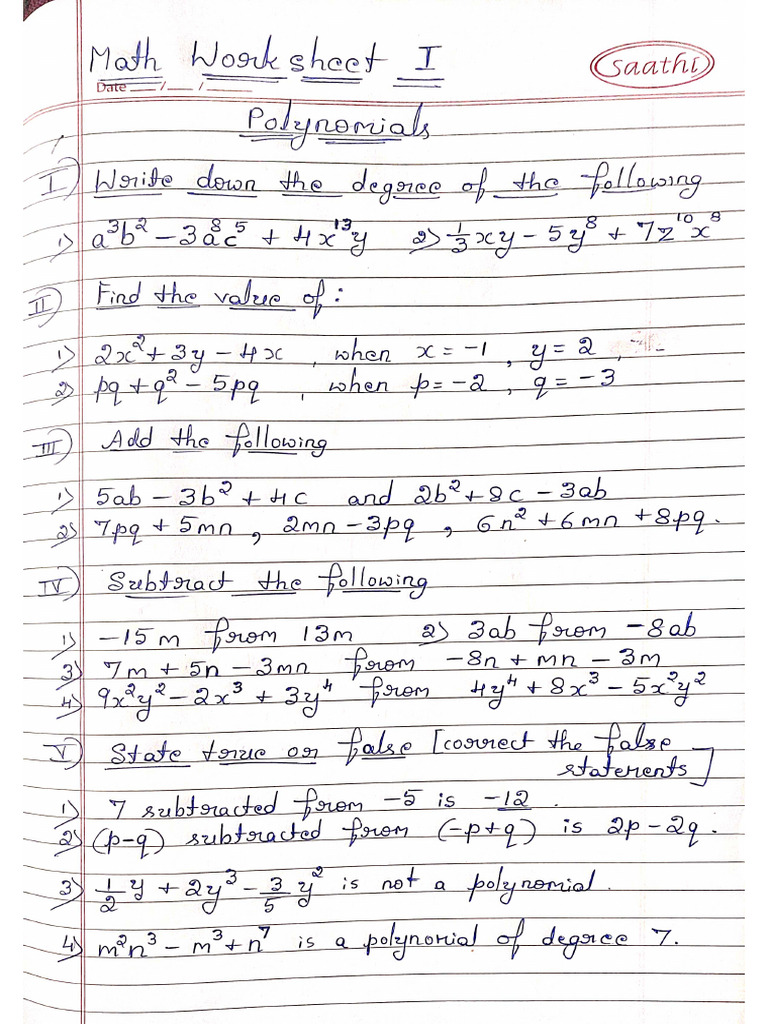 Math Worksheet 1-1 | PDF
