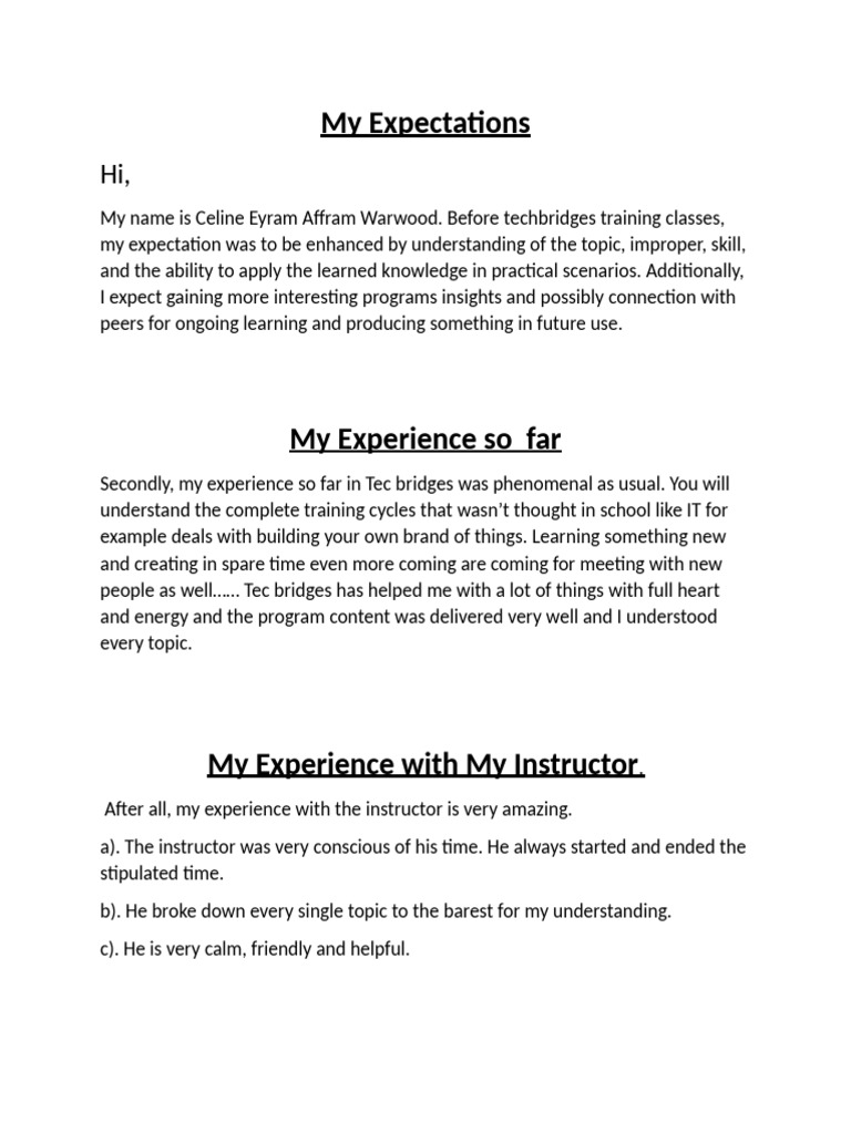 My Expectations | PDF