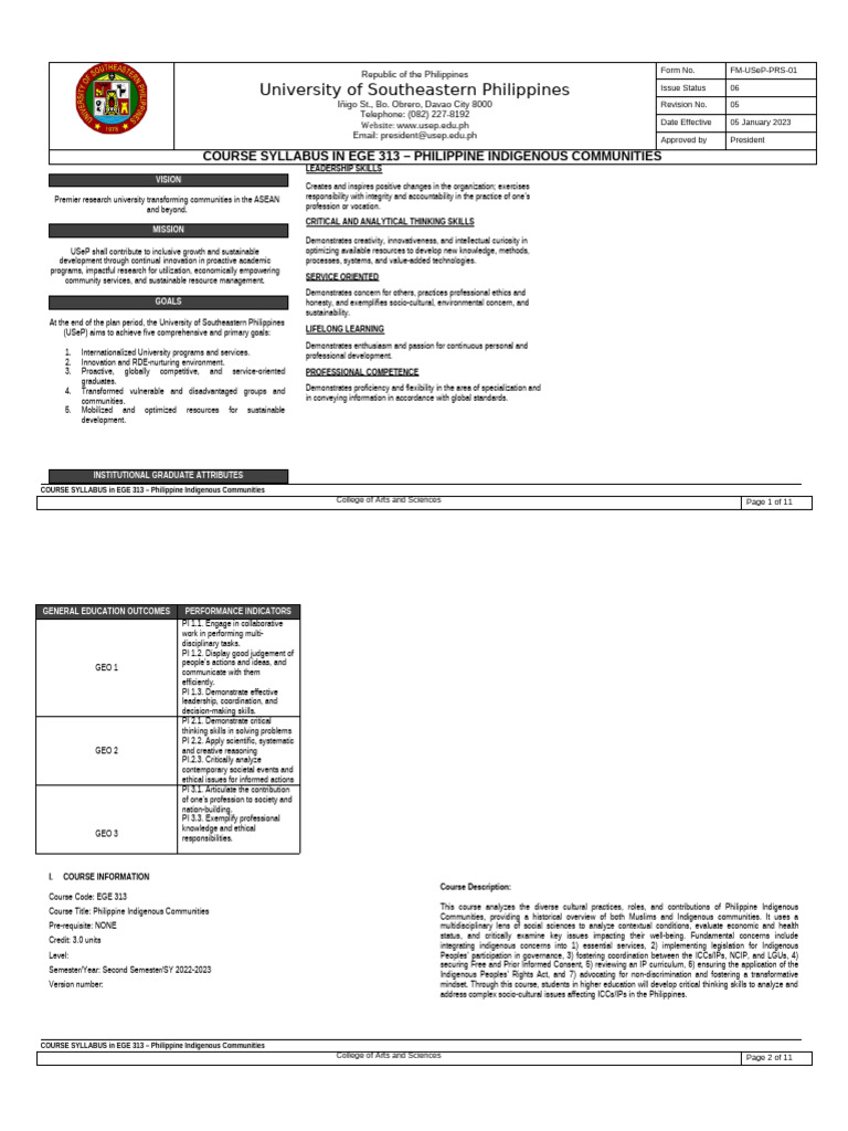 EGE 313 Philippine IPs Communties 2ndsem SY 2023 2024 | PDF
