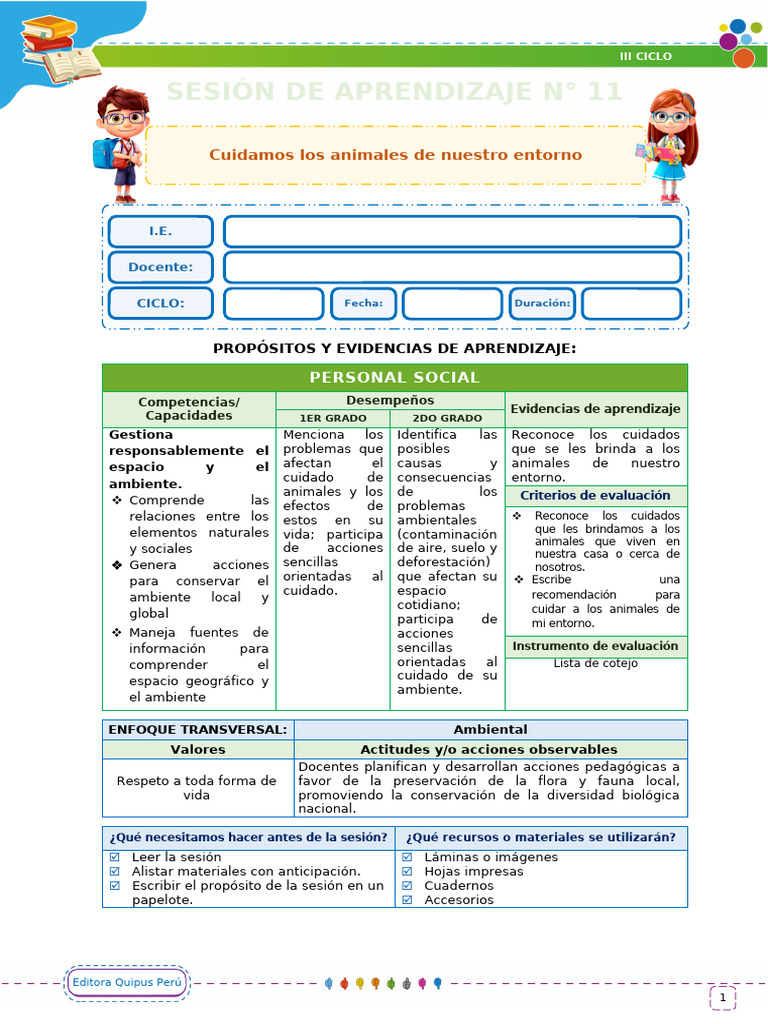 Sesiones de Aprendizaje - Semana 2 - UD VII | PDF
