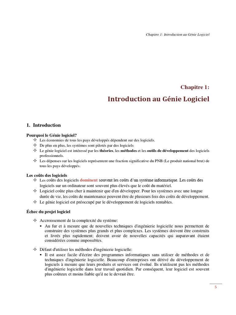Chapitre 1 Genie Logiciel | PDF